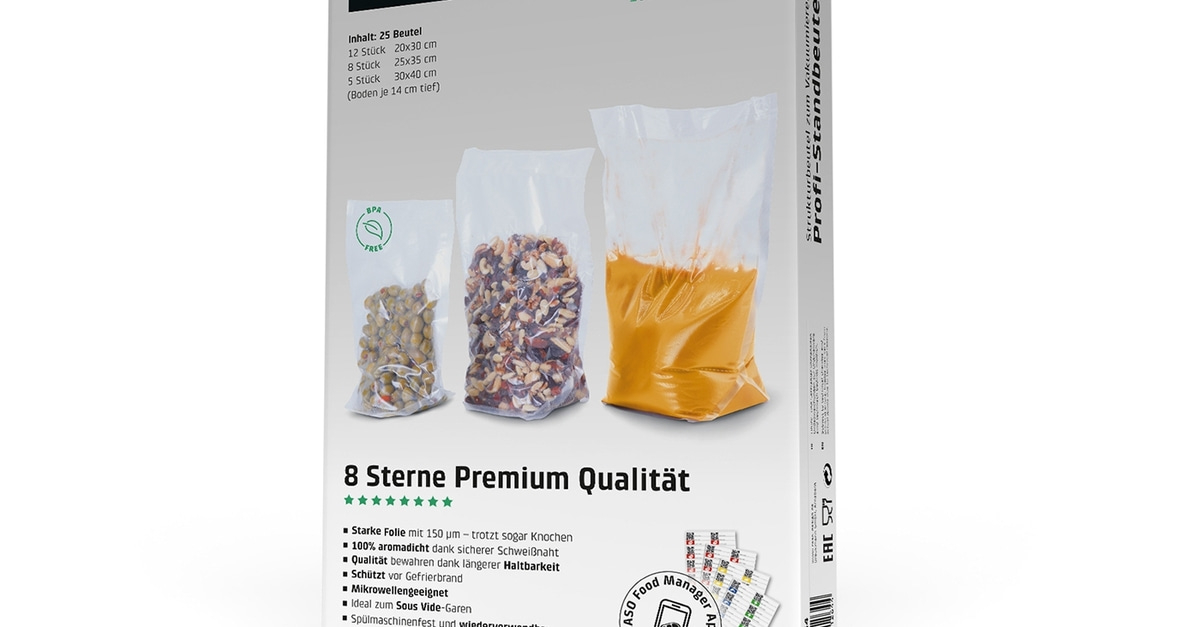 Professional stand-up bag set, 25 bags | Foil bags | CASO Design Onlineshop